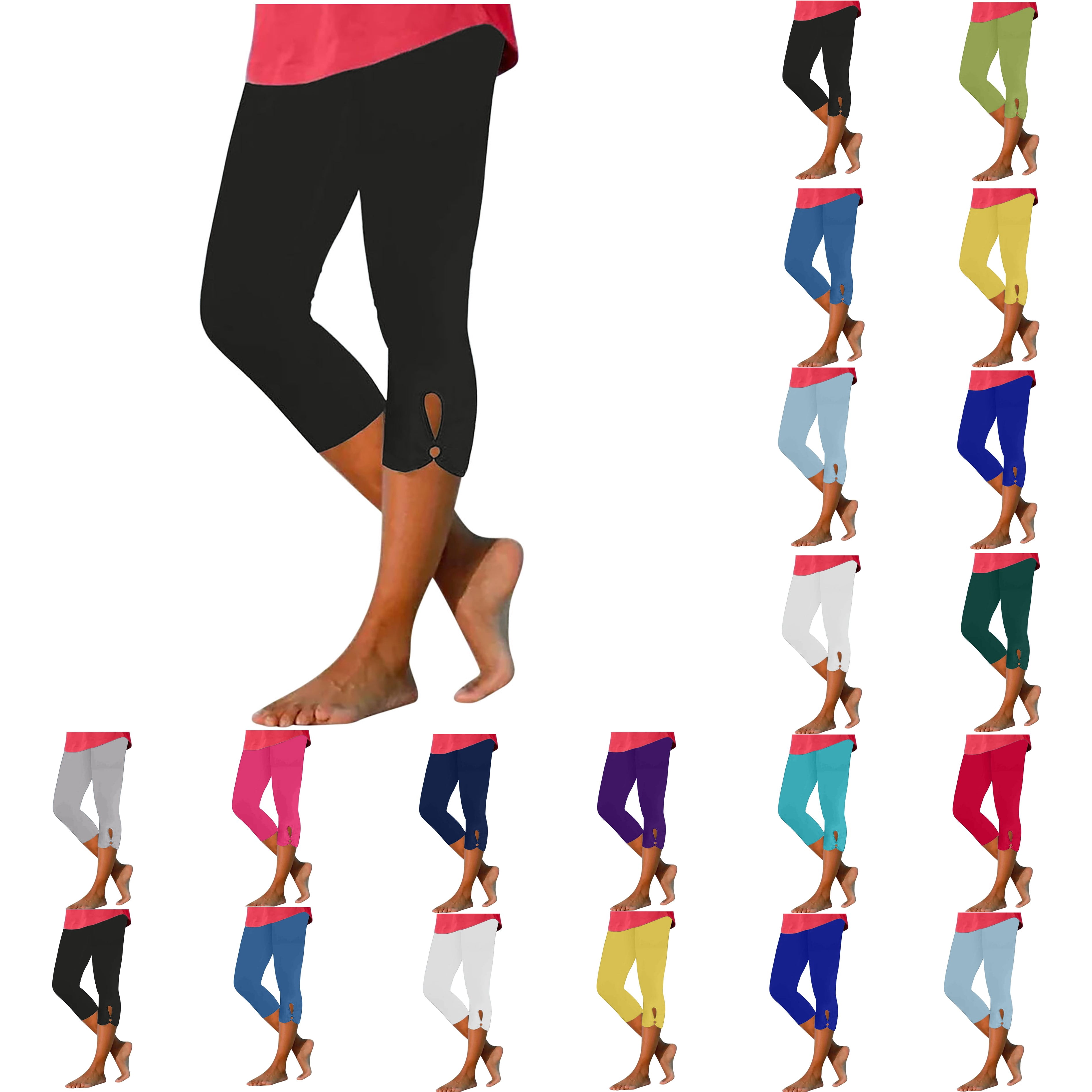 Jsaierl Capri Leggings, Plus Size, High Waisted, Cutout Yoga Capris ...