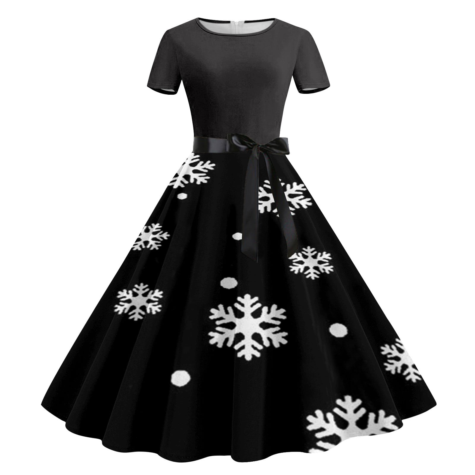 Jsaierl Christmas Dresses for Women Christmas Snowflake Pattern Prom ...