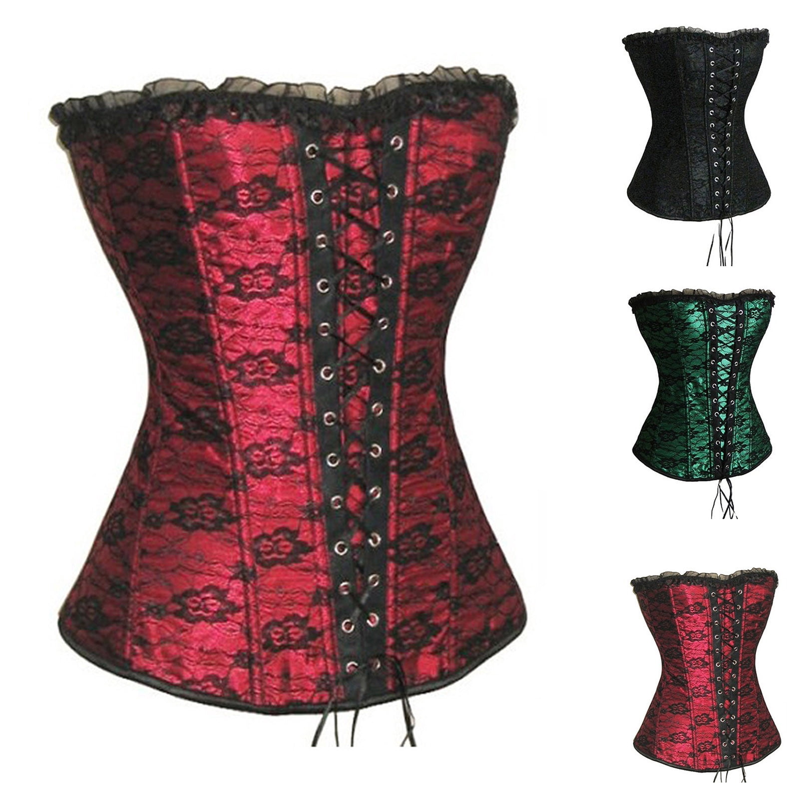Jsaierl Corset Tops for Women Tummy Control Lace Sleeveless Halloween ...
