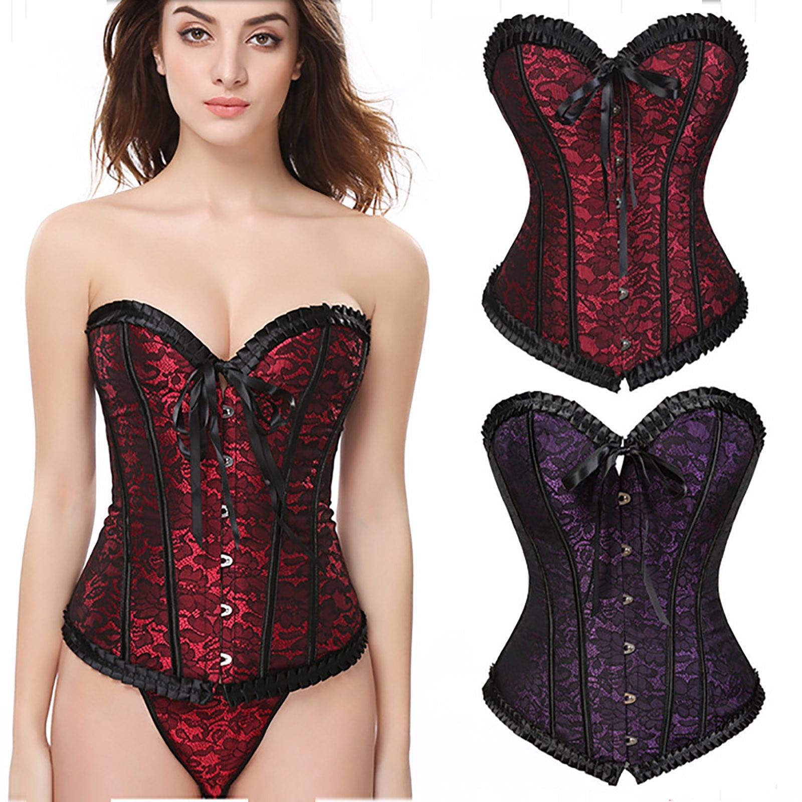 Jsaierl Corset Tops for Women Tummy Control Sleeveless Steampunk Renaissance Corset Retro ...