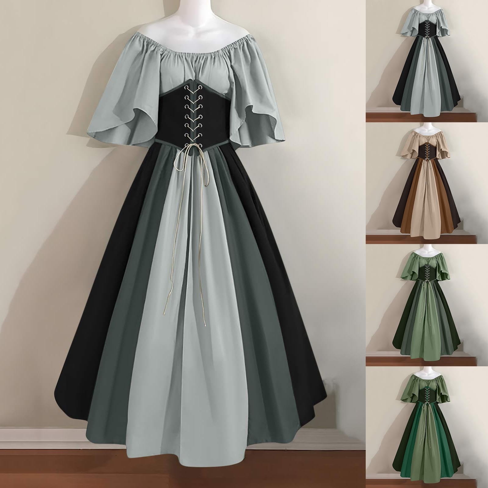 Jsaierl Halloween Costumes Women Plus Size Vintage Renaissance Dresses ...