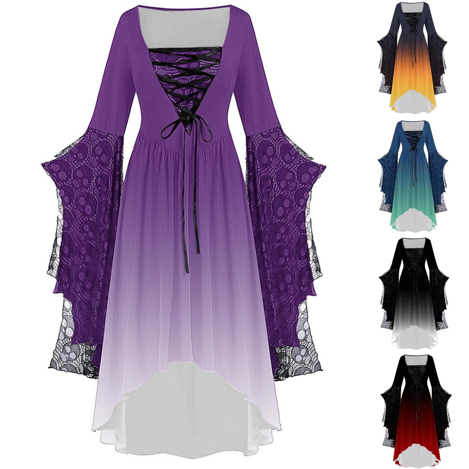 Jsaierl Halloween Costumes for Women Retro Medieval Elegant Gothic Plus ...