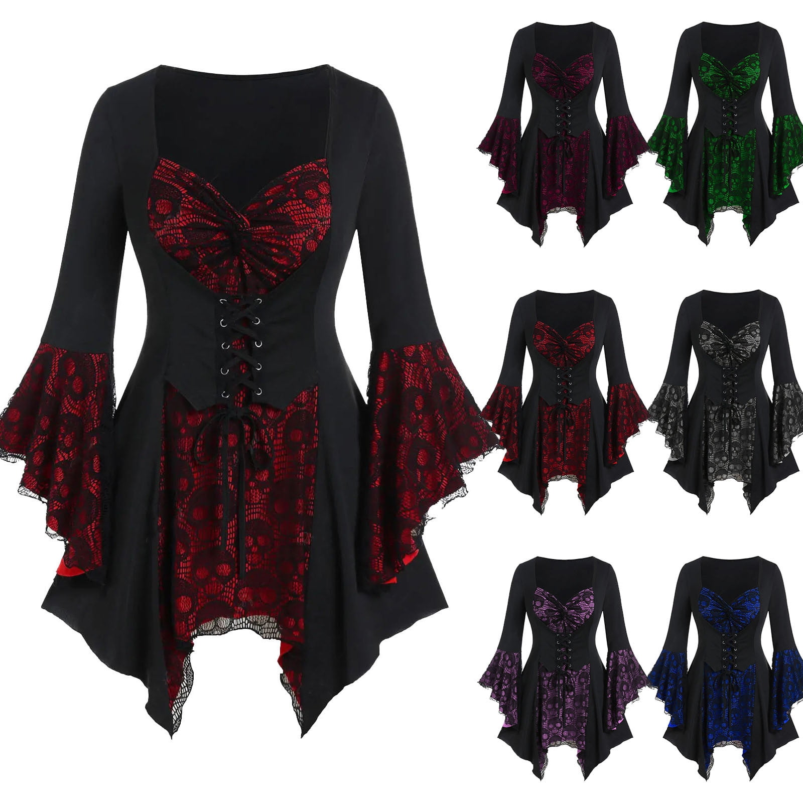 Jsaierl Halloween Costumes for Women Vintage Medieval Elegant Goth Plus ...