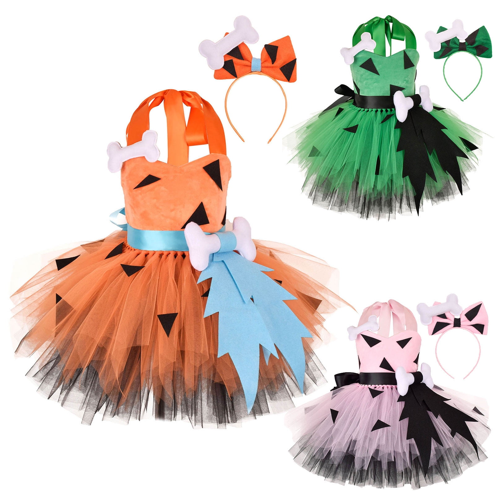 Jsaierl Kids Baby Girls Bam Bam Costume Caveman Cavegirl Stone Age ...