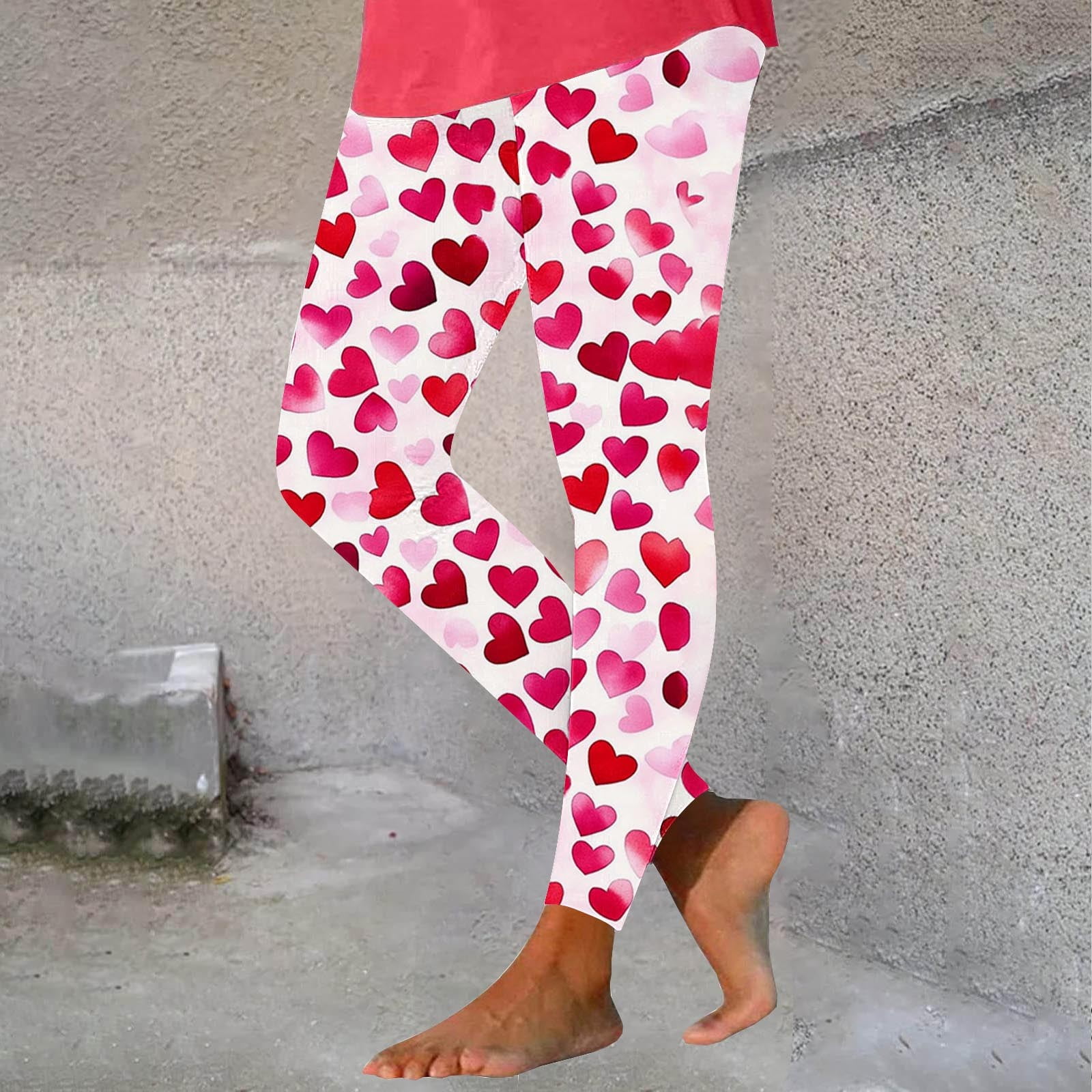 Jsaierl Leggings for Women High Waist Love Heart Print Tights Cotton ...