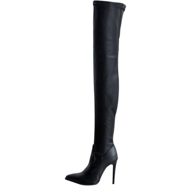 Jsaierl Long Boots for Women Over The Knee Boots High Heels Zipper PU ...