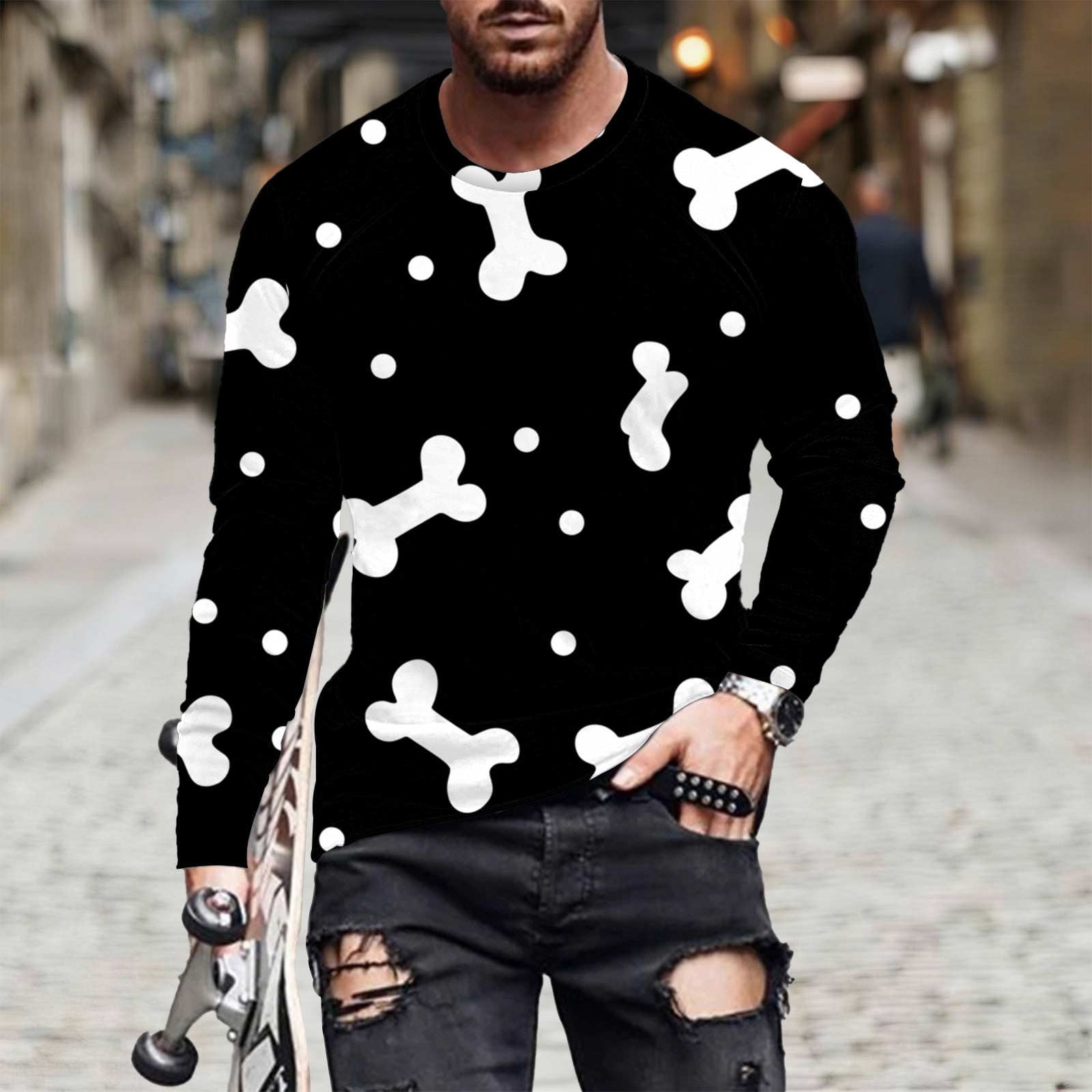 Jsaierl Long Sleeve Shirts for Men 3D Paws Graphic Tee Big & Tall ...