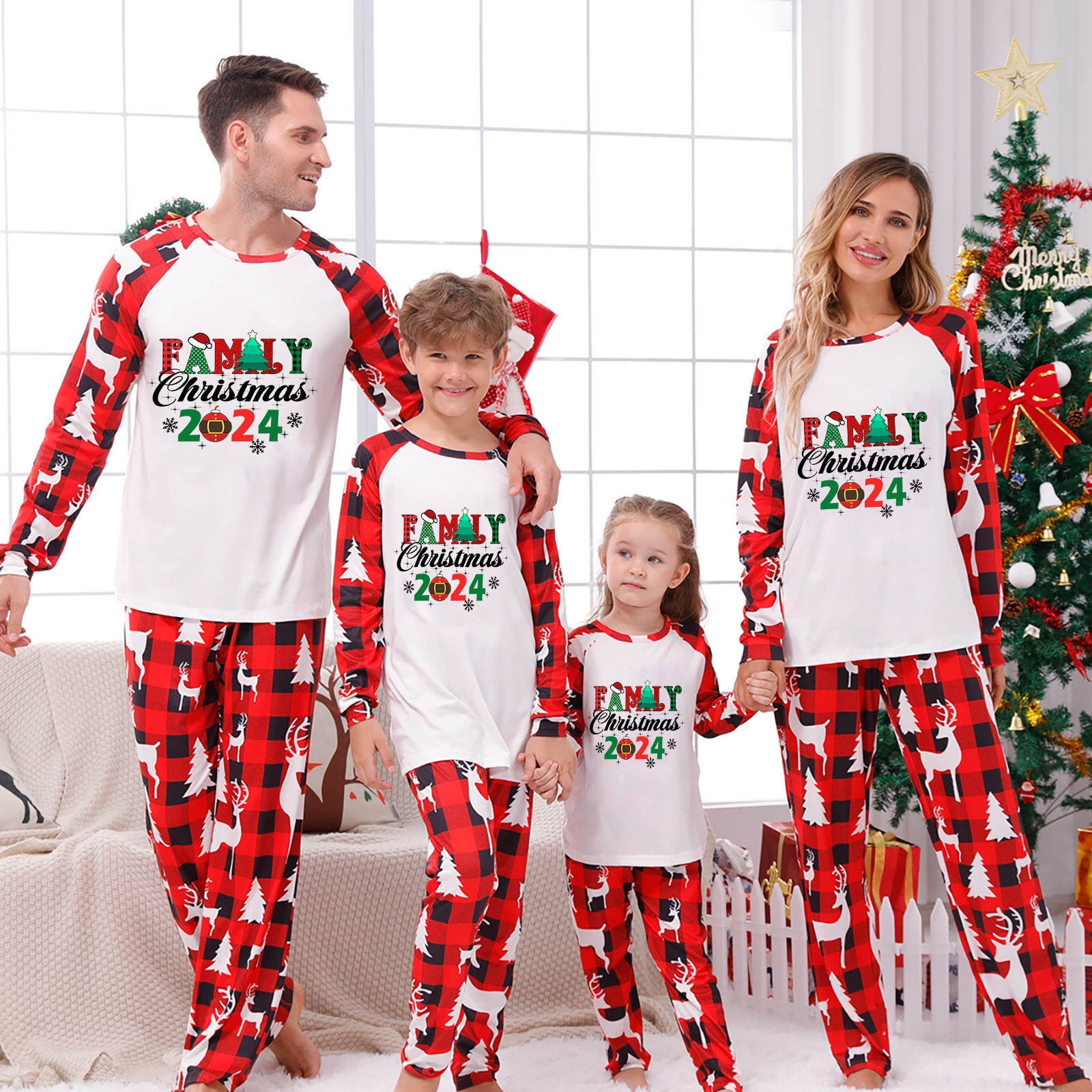 Jsaierl Matching Family Christmas Pajamas Cute Christmas Pajamas PJs ...