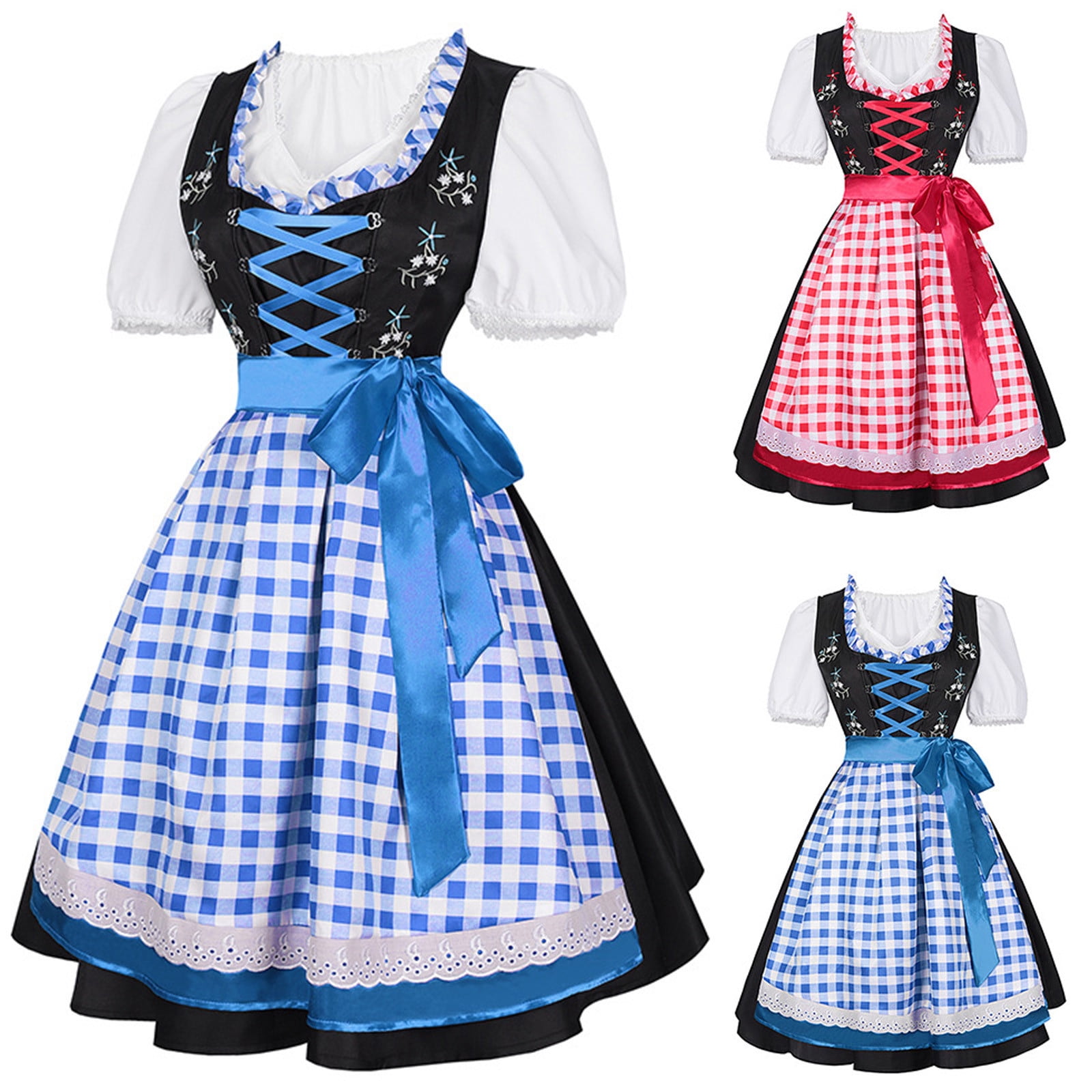 Jsaierl Oktoberfest Dress for Women Retro Medieval Elegant Gothic Maxi ...