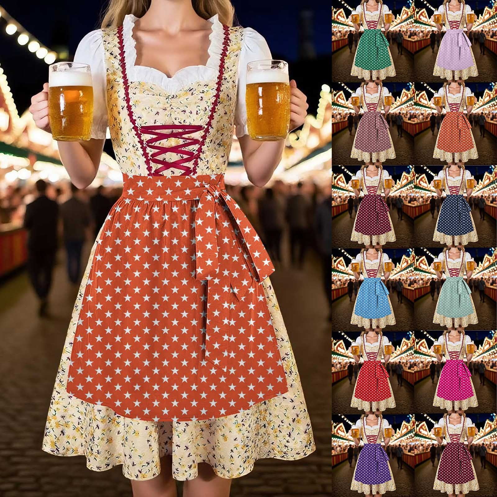 Jsaierl Oktoberfest Dress for Women Retro Medieval Victorian Goth Plus ...