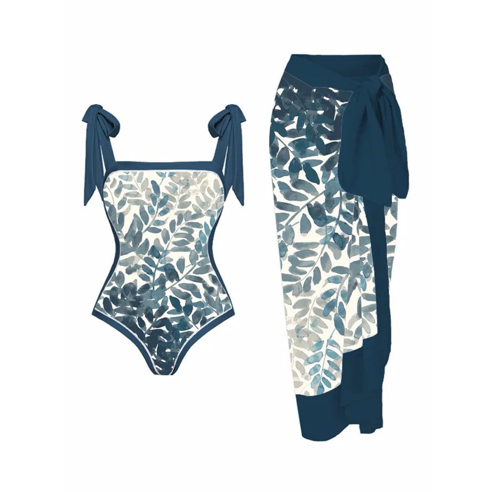 Jsaierl One Piece Bathing Suit for Women 2024 with Maxi Wrap Skirts 2 ...