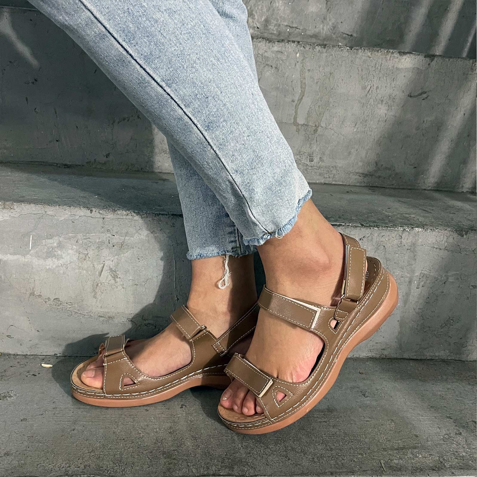 Jsaierl Orthopedic Sandals for Women Dressy Summer, Wide Stripe Shoes ...