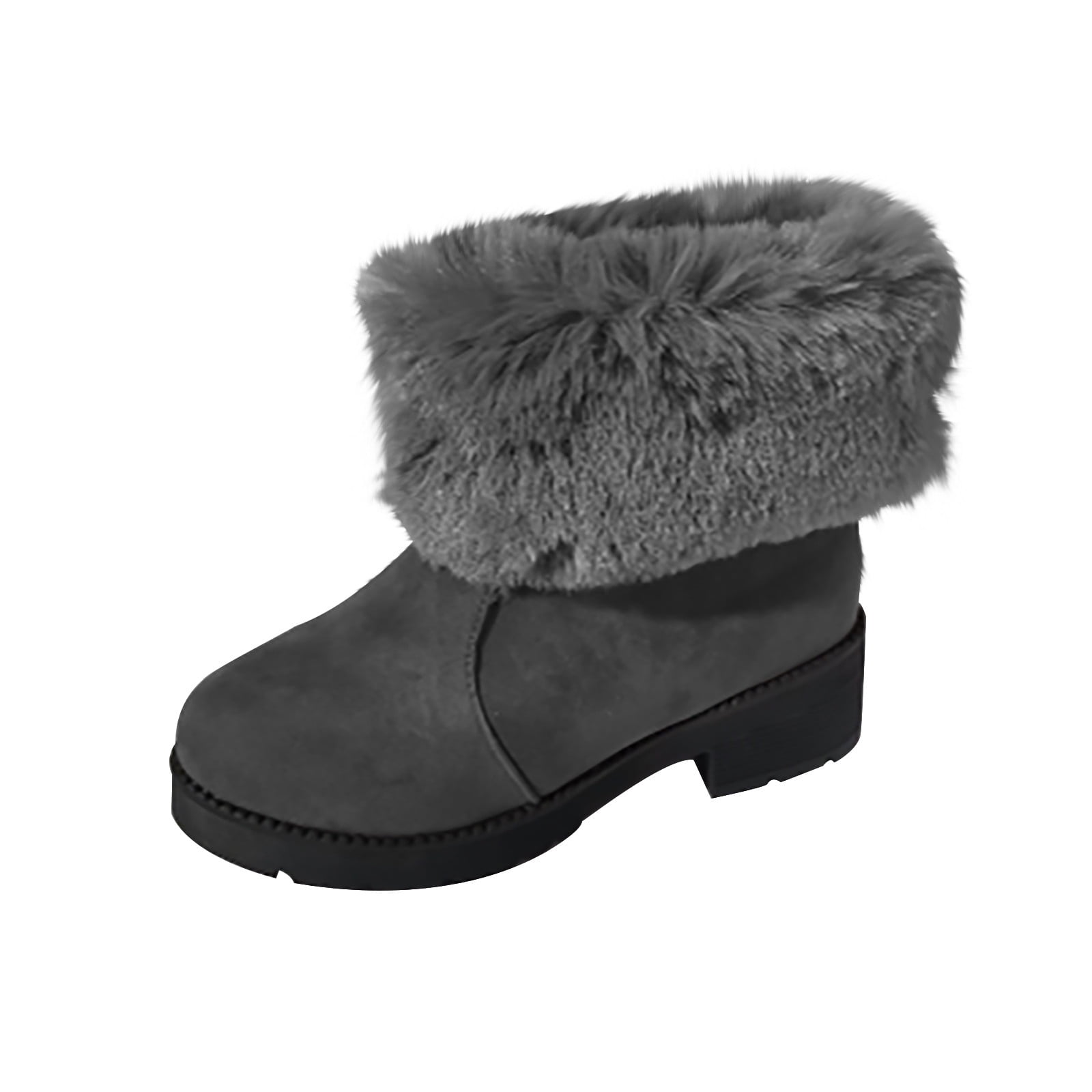 Jsaierl Platform Plush Boot For Women Ankle & Bootie Faux Fur Fleece ...