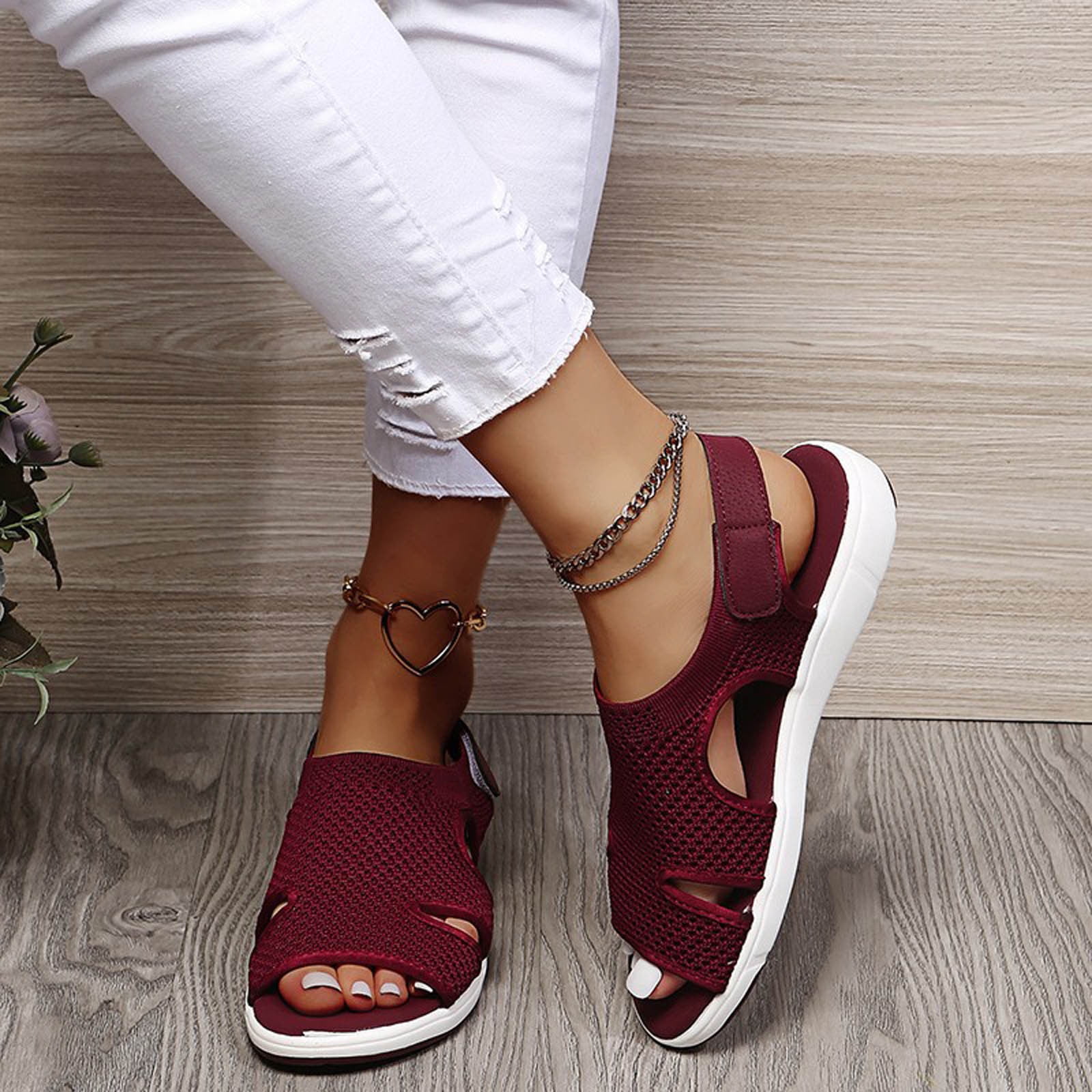 Jsaierl Platform Sandals for Women Casual Summer Open Toe Sandals Comfy ...