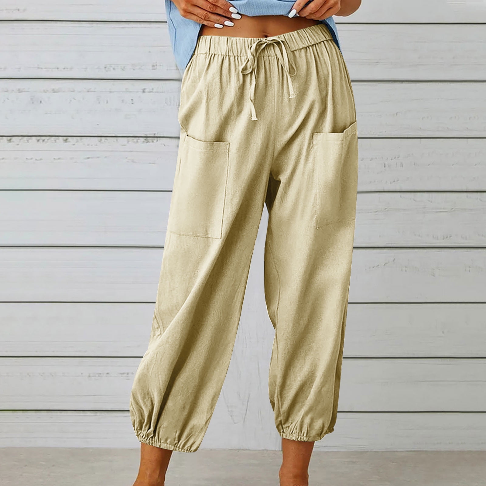 Jsaierl Wide Leg Linen Pants for Women Summer High Waist Pant Loose Fit ...