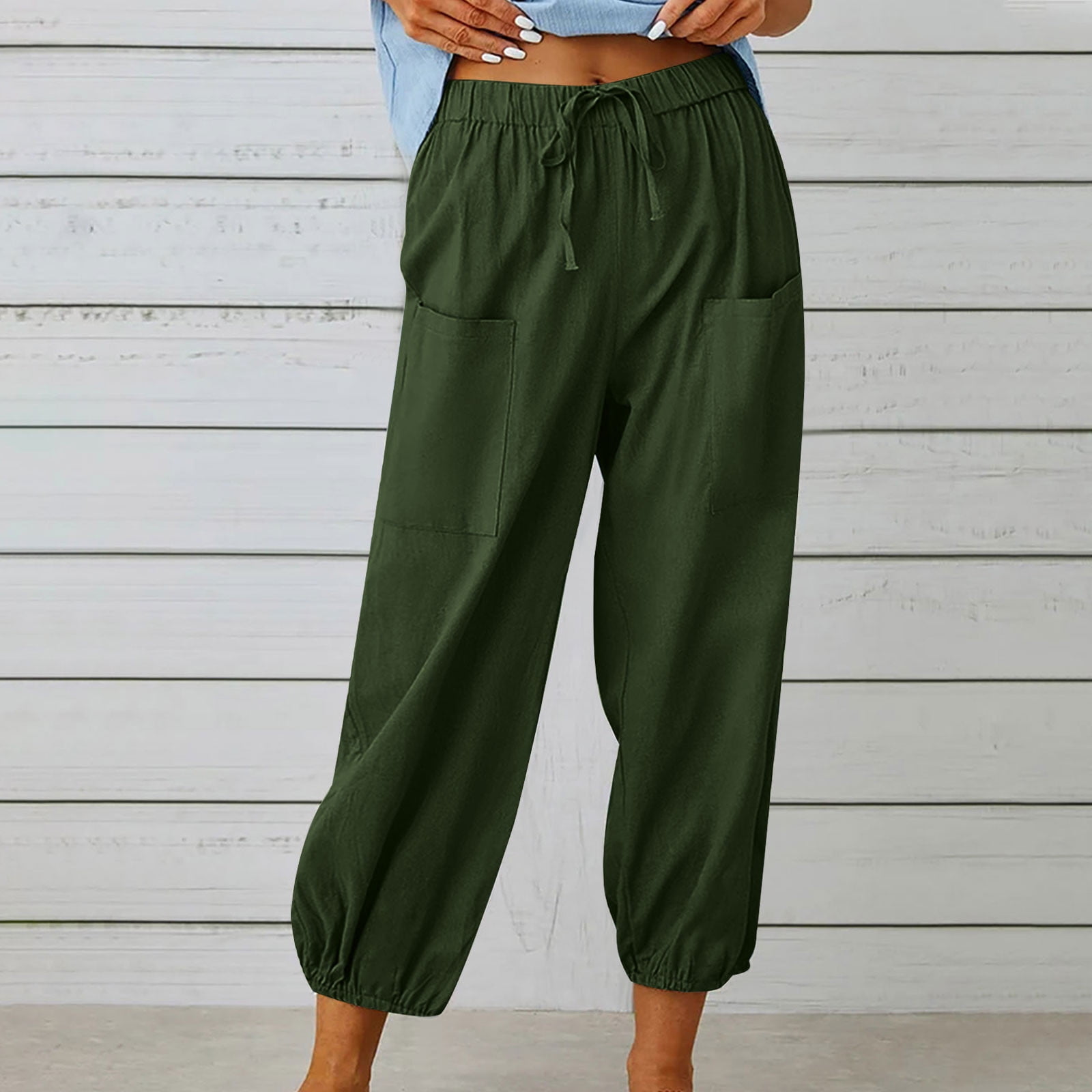 Jsaierl Wide Leg Linen Pants for Women Summer High Waist Pant Loose Fit ...