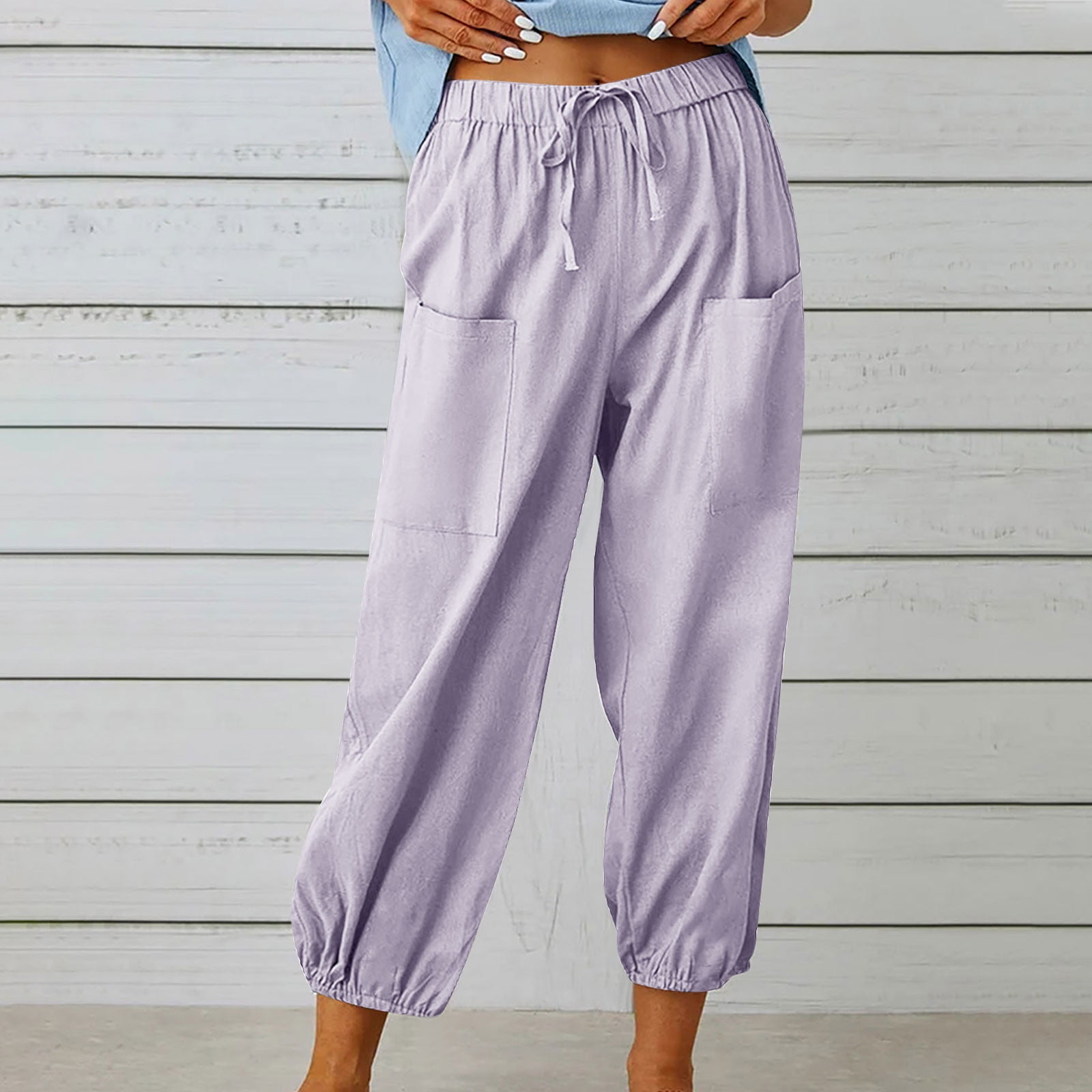 Jsaierl Wide Leg Linen Pants for Women Summer High Waist Pant Loose Fit ...