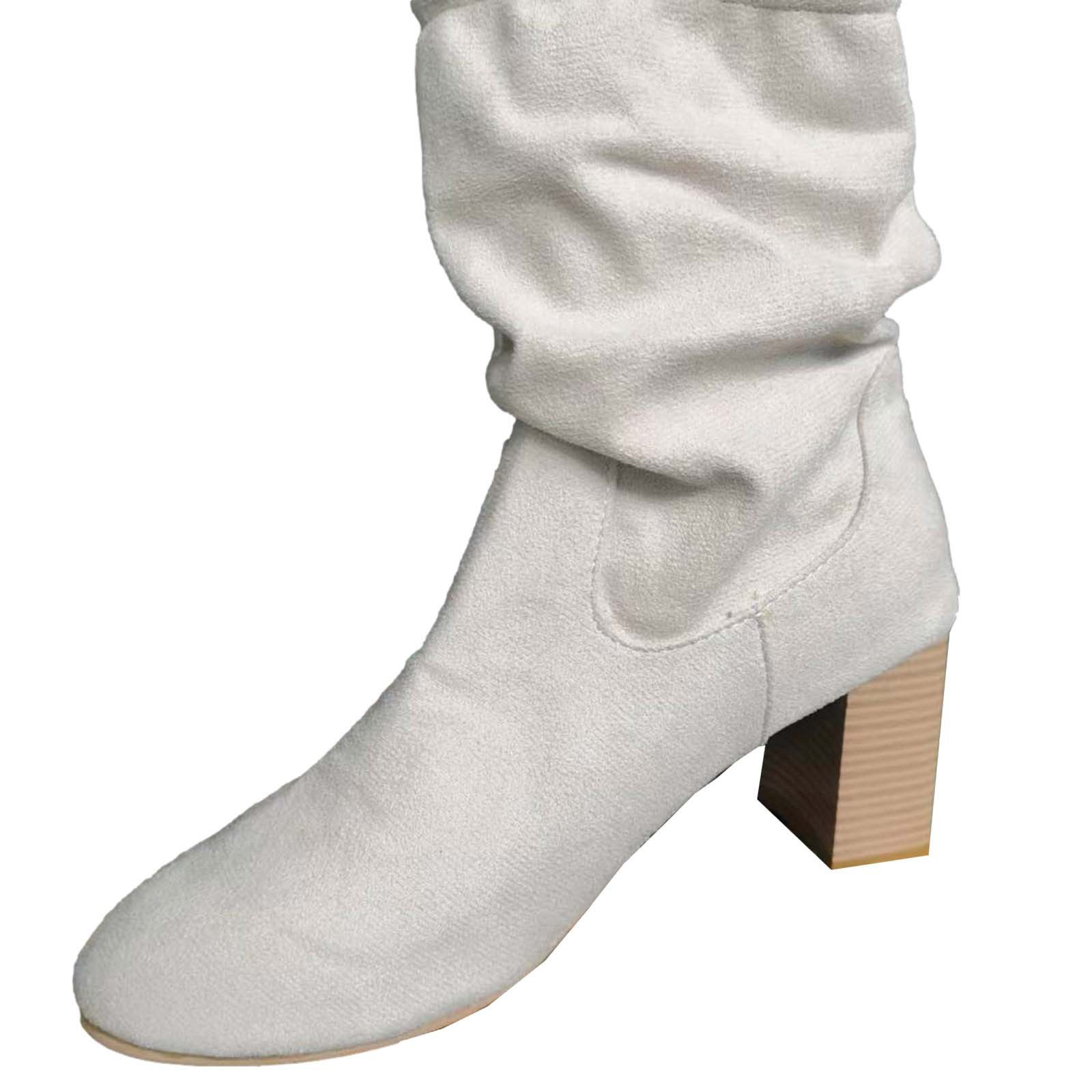 Jsaierl Women's Ankle Boots Chunky Stacked Heel Zipper Booties Cowboy ...