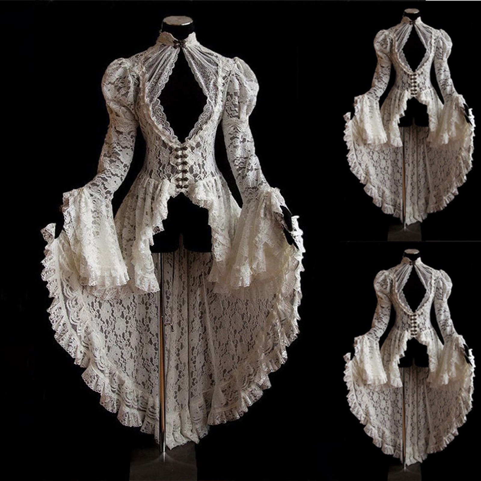 Jsaierl Women's Halloween Costumes Retro Medieval Elegant Goth Maxi ...