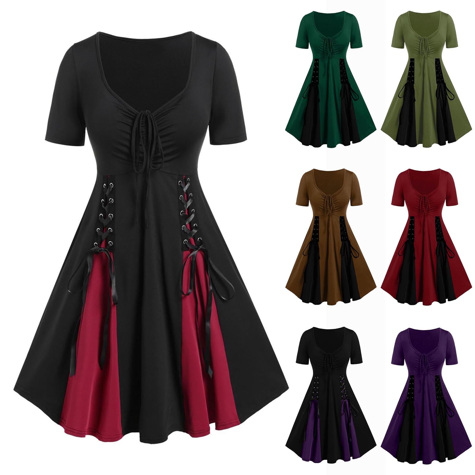 Jsaierl Women's Halloween Costumes Vintage Medieval Elegant Goth Maxi ...