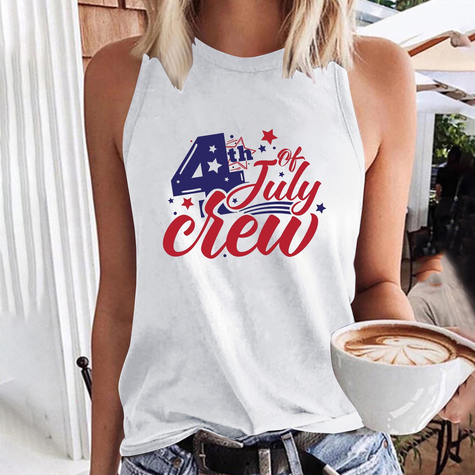 Jsaierl Womens Independence Day Tank Tops Plus Size Patriotic American