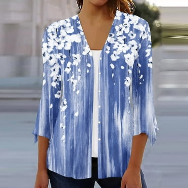 Jsaierl Lightweight Cardigans for Women 3/4 Sleeve Open Front Cardigan ...