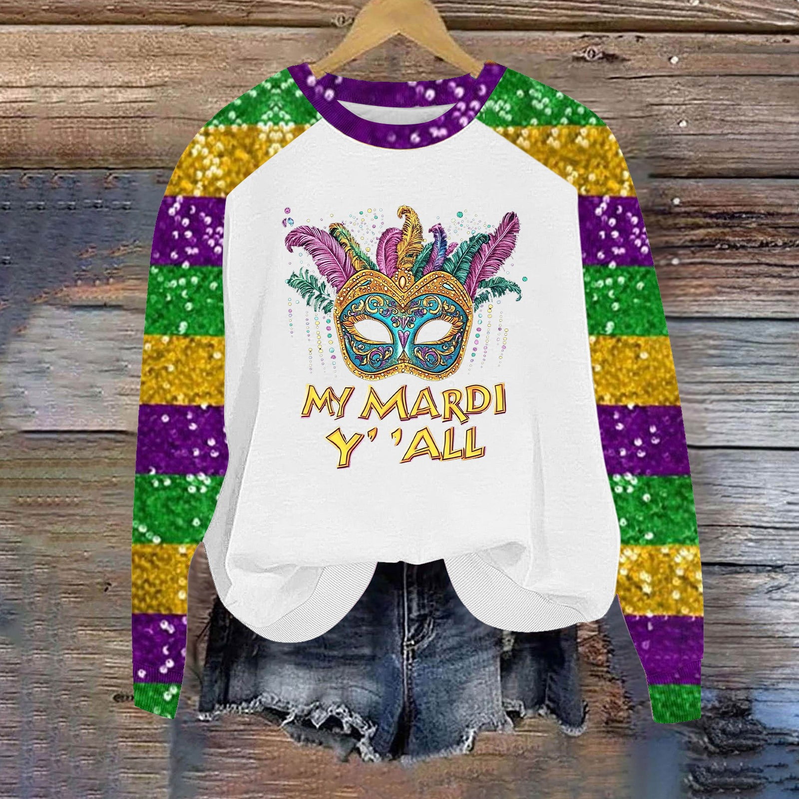 Jsaierl Women's Mardi Gras Shirts Cute Carnival Themed Mask Graphic ...