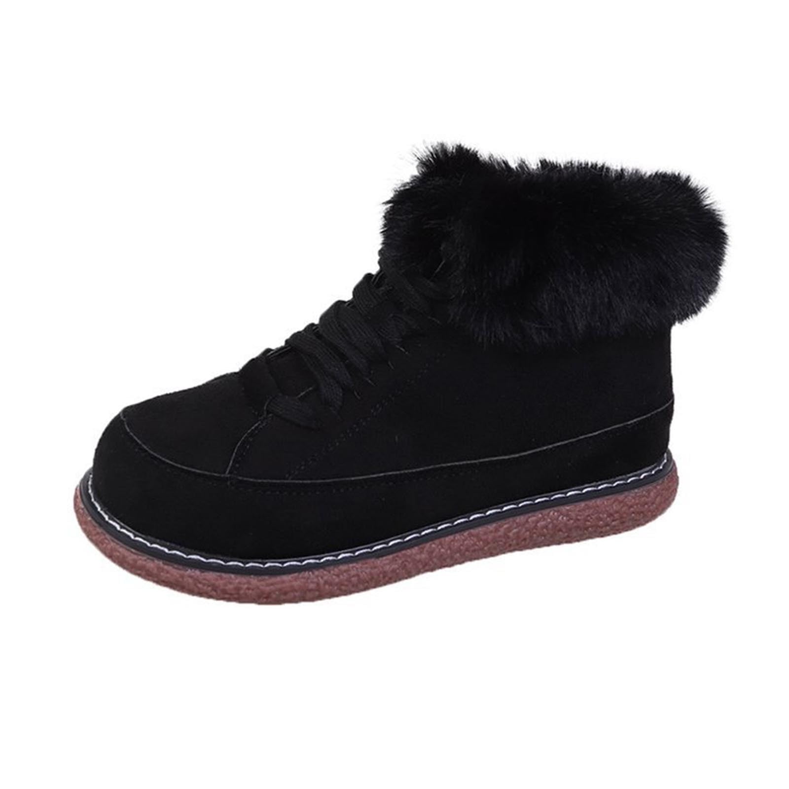 Jsaierl Womens Cozy Ankle Boot - Faux Fur Lined Mini Ankle Boot ...