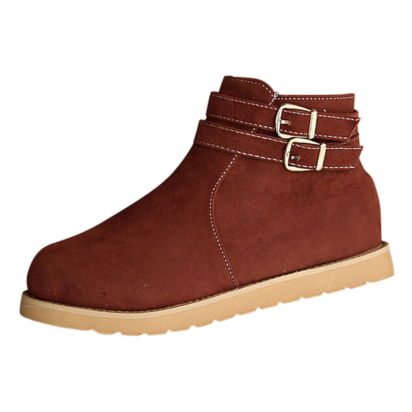 Jsaierl Womens Fall Ankle Boots Ankle Heels Low Stacked Slip On Dress ...