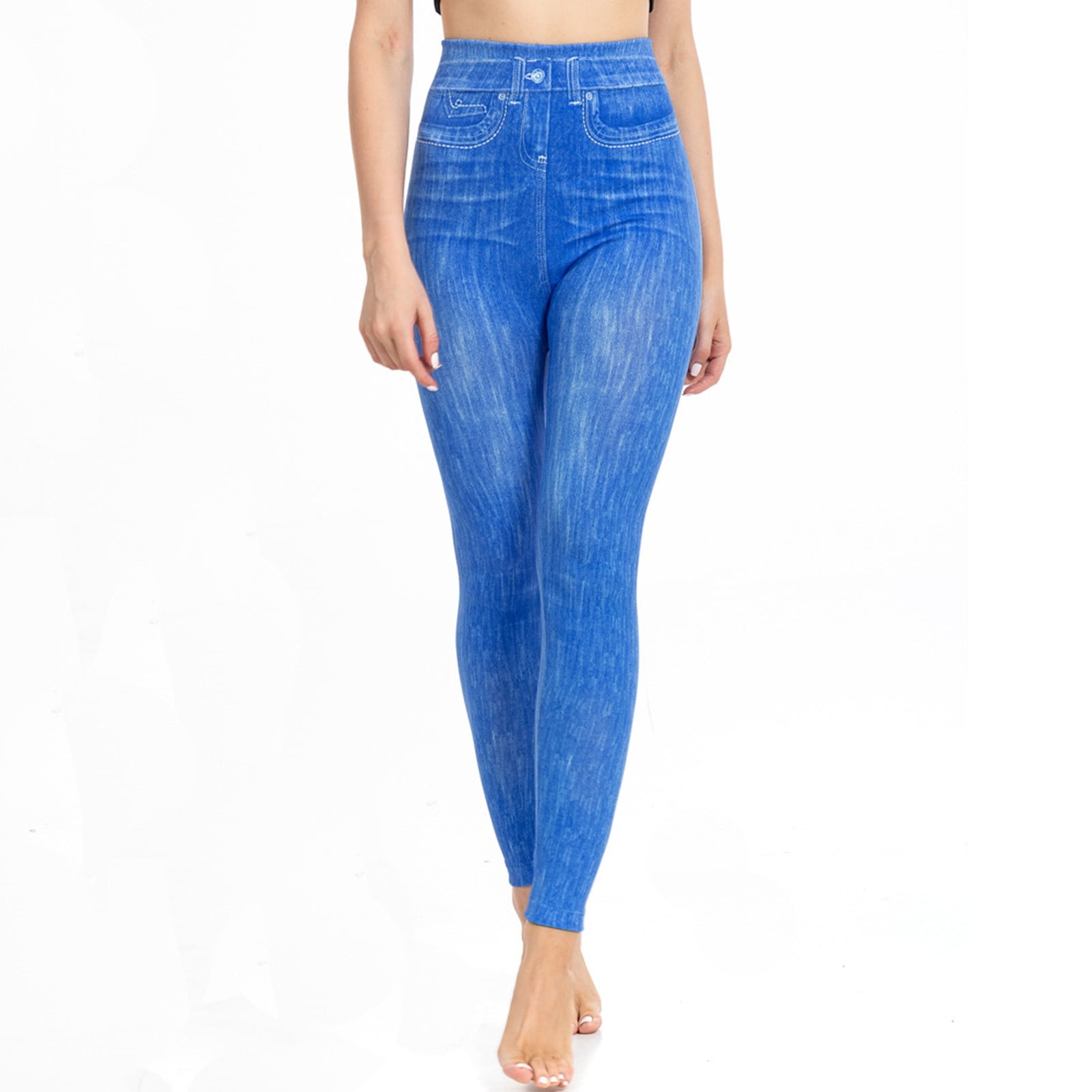 Jsaierl Womens Faux Jeans High Rise Distressed Denim Pants Petite Loose ...