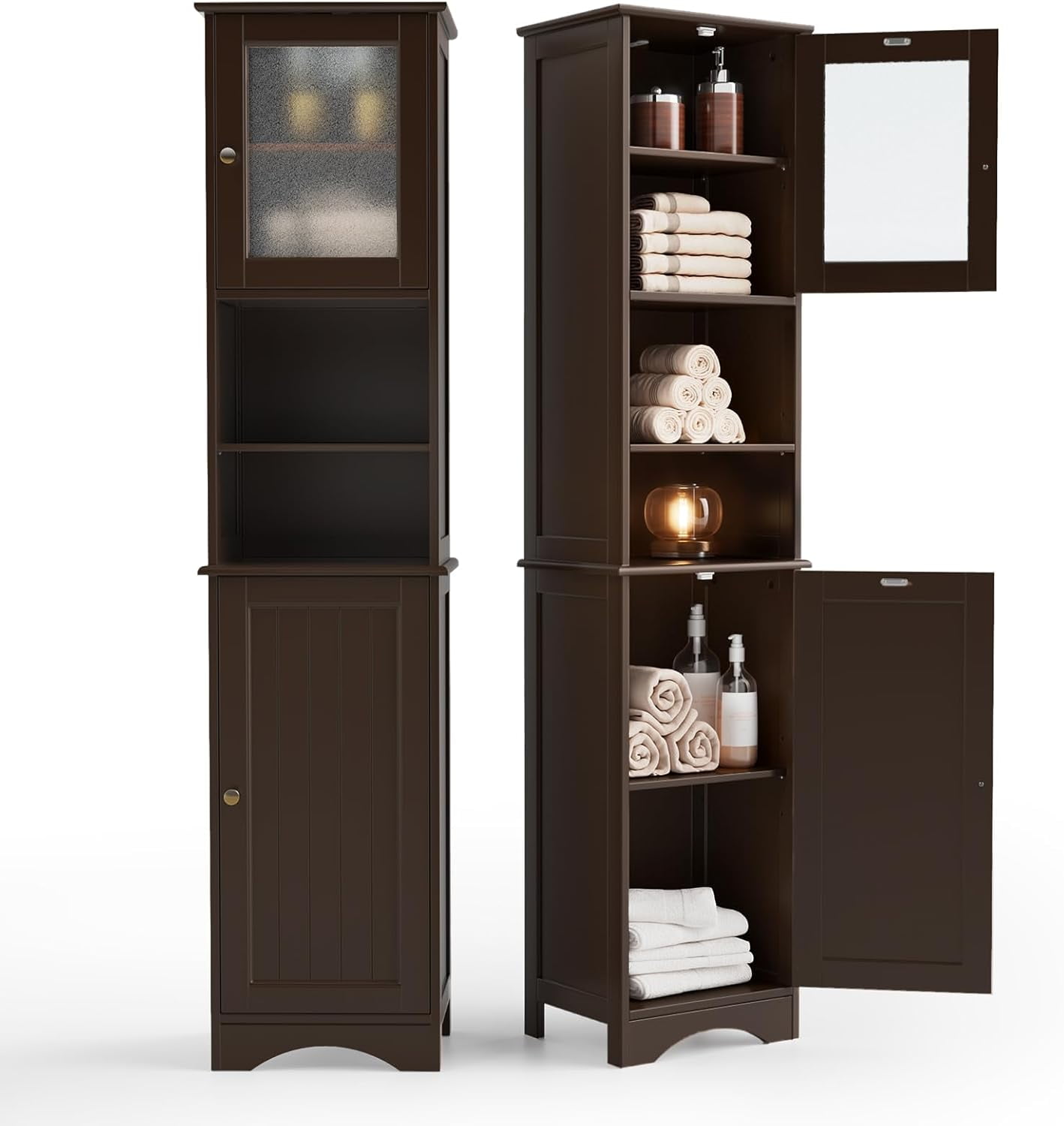 JsonH Choiceness Tall Bathroom Storage Tower, Freestanding Linen ...