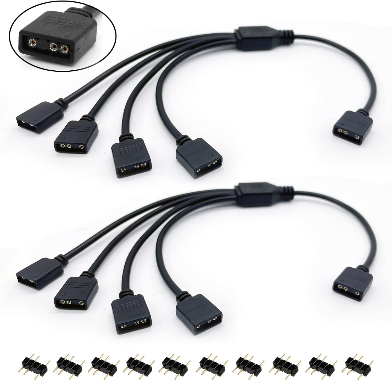 Jstincal ARGB Splitter Cable, 1-to-4 Female to Female 5V 3 Pin ...