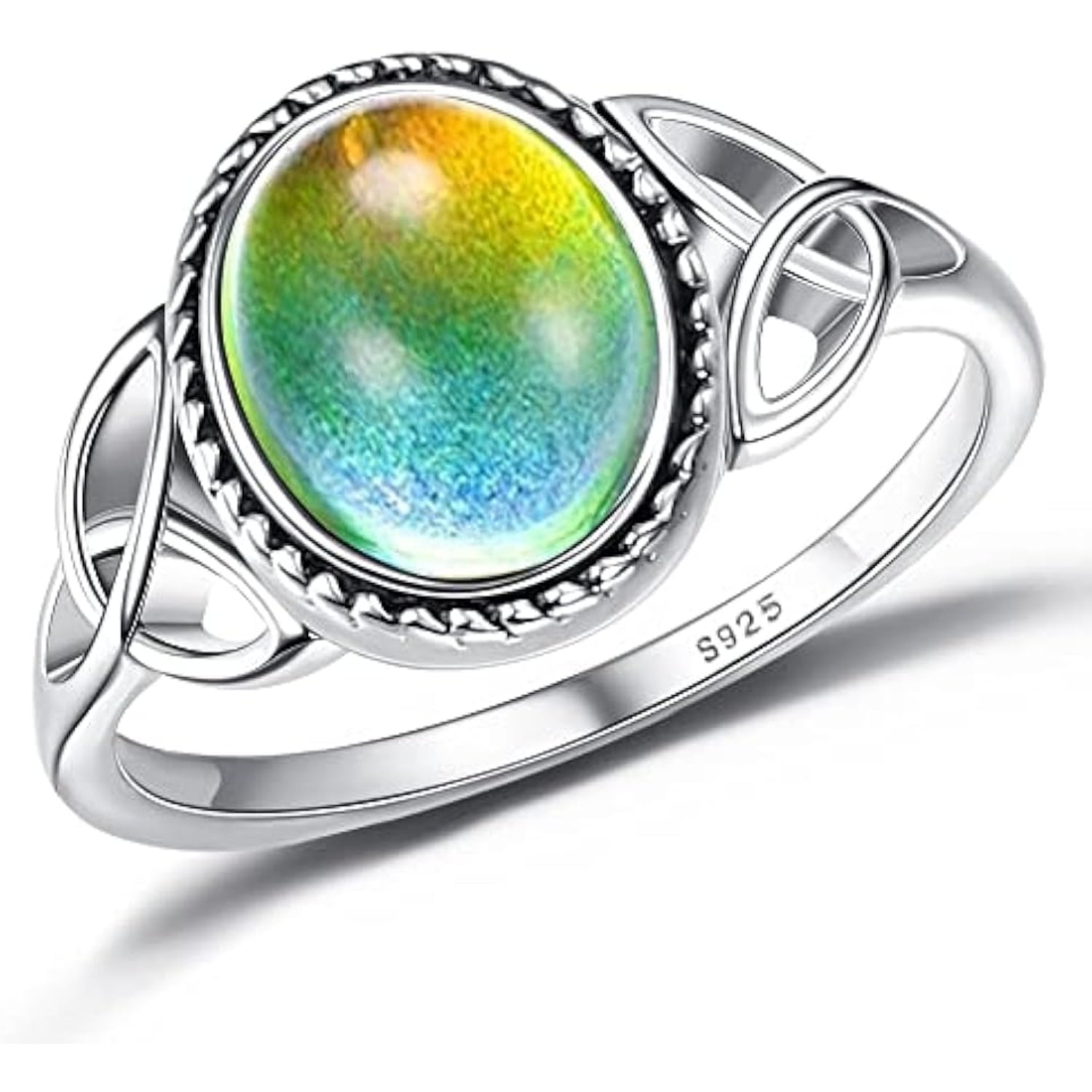Jstyle 1 pc 925 Sterling Silver Mood Ring for Women Vintage Celtic Knot Rings Jewelry 18K White ...