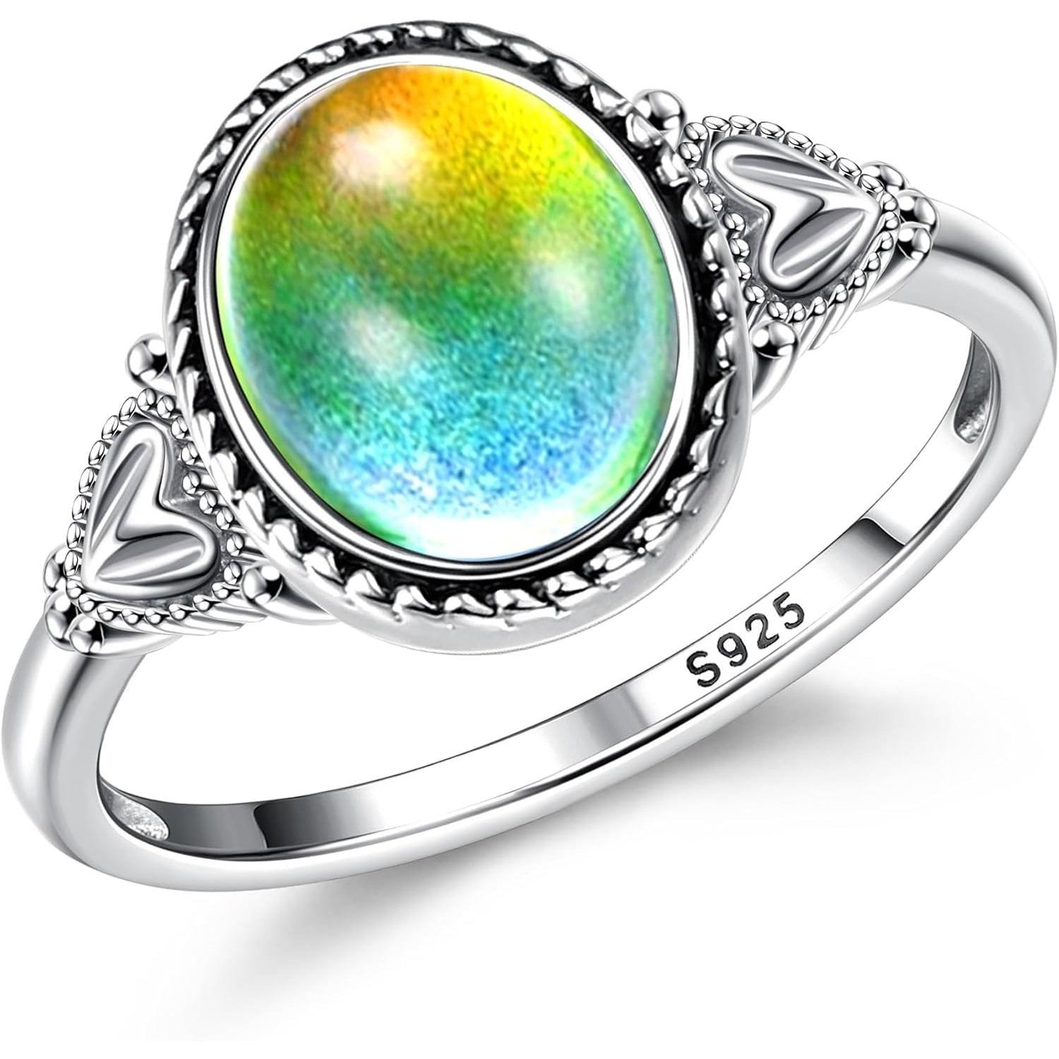 Jstyle 1 pc 925 Sterling Silver Mood Rings Moonstone for Women Vintage ...