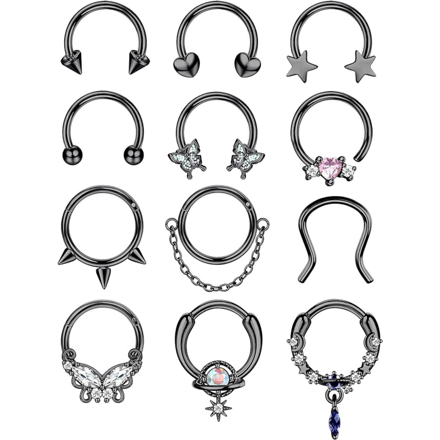 Jstyle 12Pcs 16G 10MM Septum Rings for Women Surgical Steel Septum Nose ...