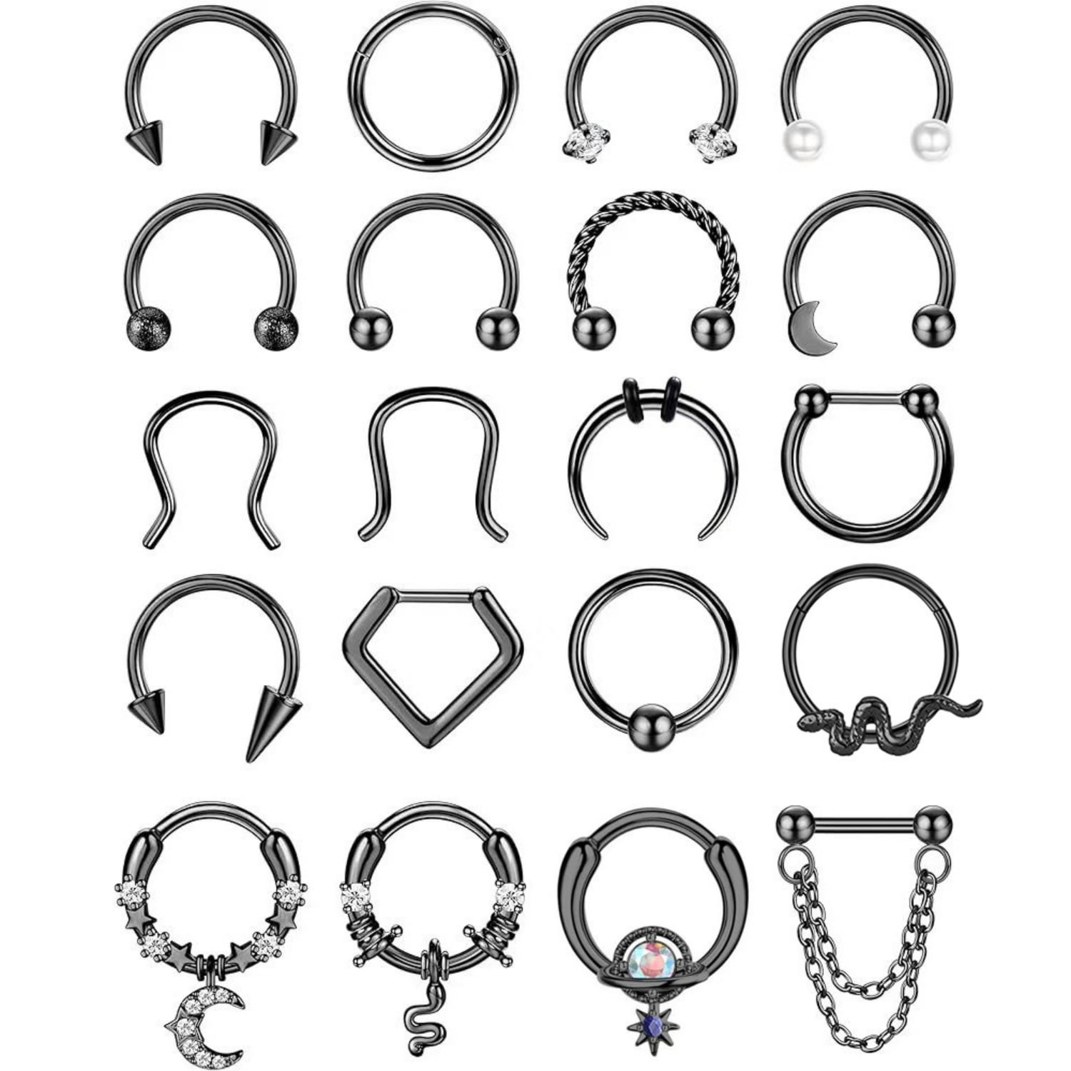 20Pcs 16G 10MM Septum Rings for Women Surgical Steel Septum Nose ...