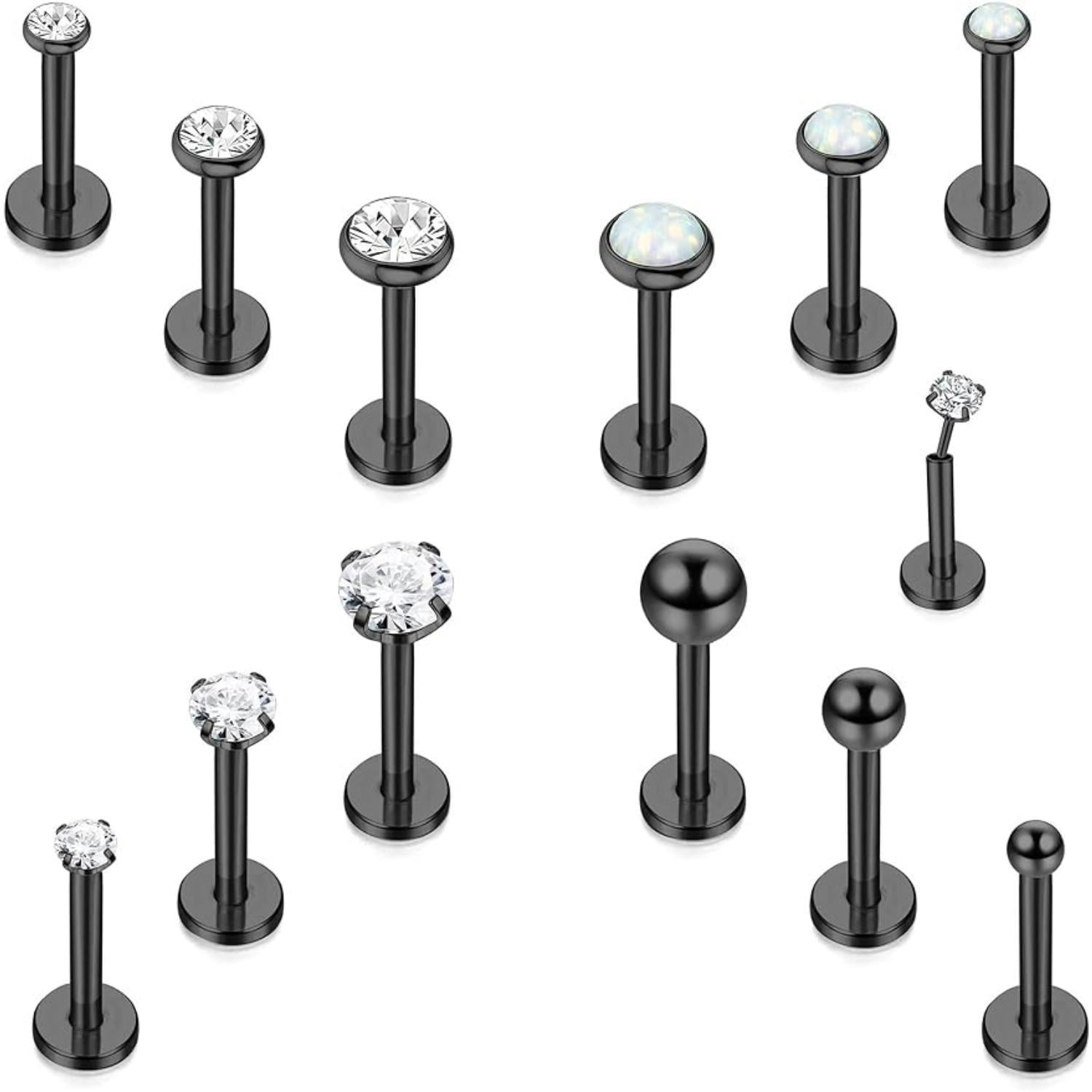 Jstyle 12Pcs Threadless Lip Rings Tragus Earrings for Women Men 16G ...