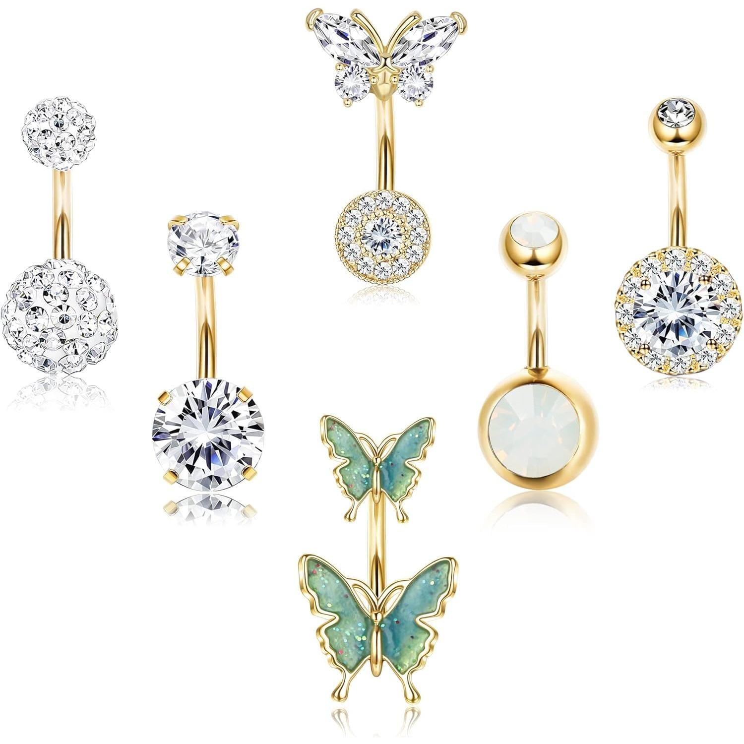 Jstyle 14G Belly Button Rings Dangle Cute Gold Plated Snake Evil Eye ...