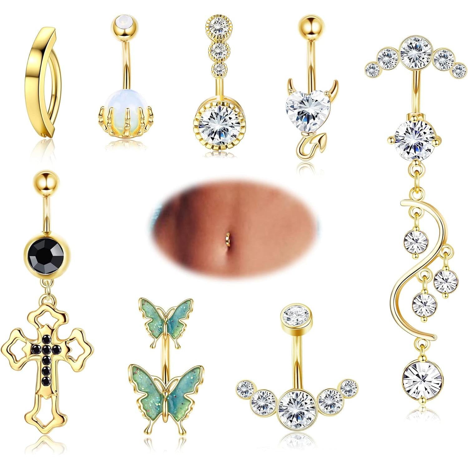 Jstyle 14G Belly Button Rings Surgical Steel Belly Rings for Women ...