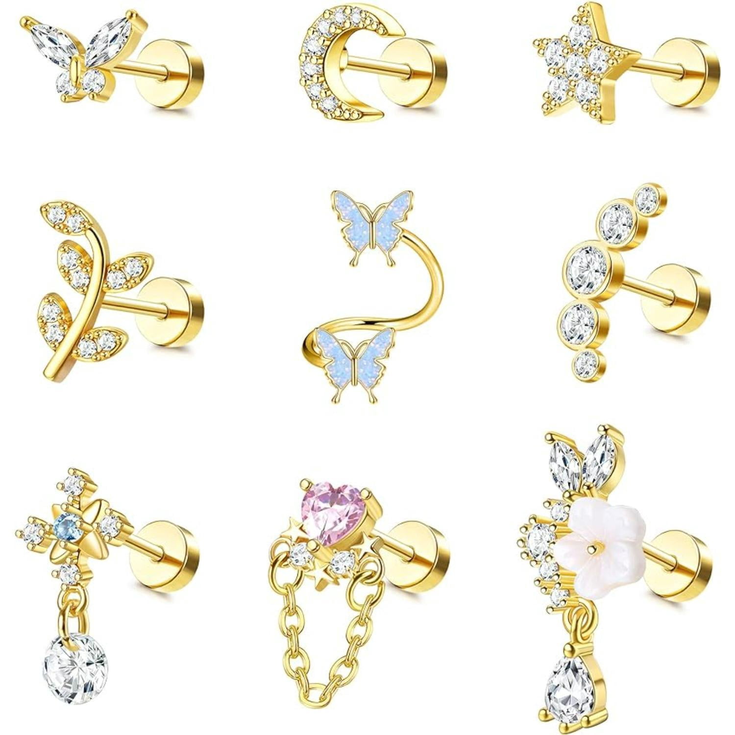 Jstyle 16 Gauge Cartilage Earrings Helix Earrings for Women Stainless ...