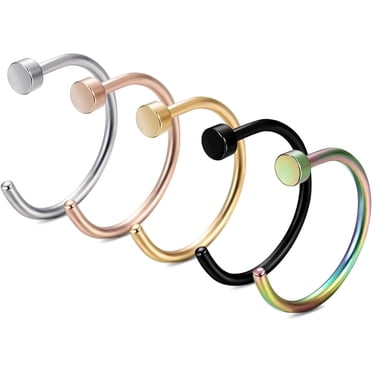 Women's Tri Tone Stud and Hoop Nose Ring Set, 6-Piece - Walmart.com