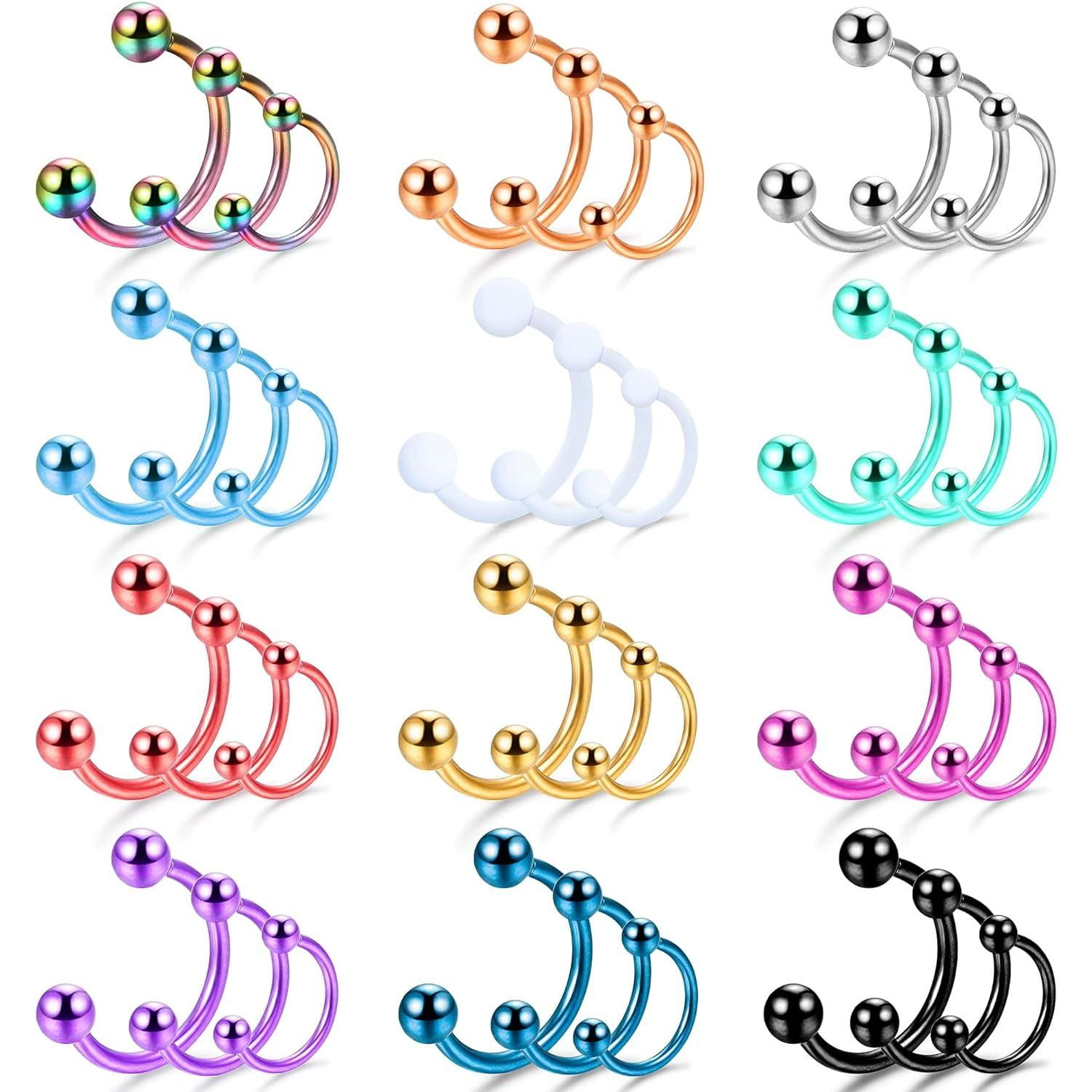 Jstyle 36PCS 16G Horseshoe Nose Septum Rings Stainless Steel Circular ...