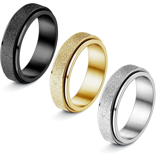 Jstyle 3Pcs Steel Spinner Ring for Women Men Fidget Band Rings Moon ...