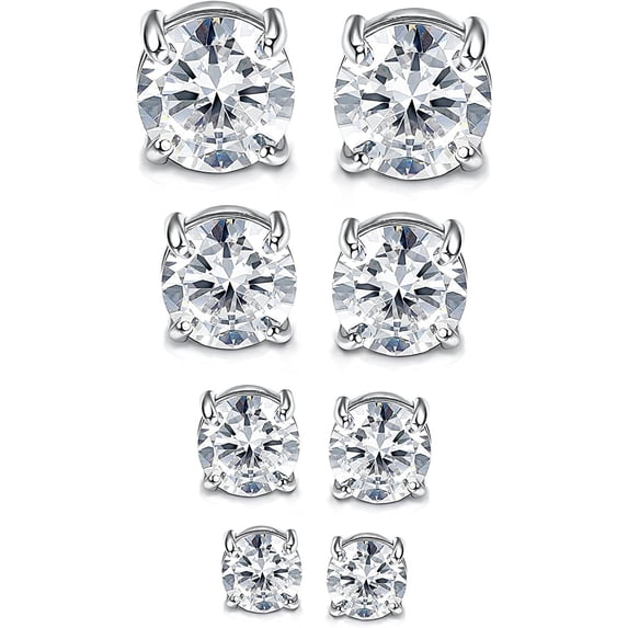 Jstyle Magnetic Stud Earrings, Non-Piercing, Stainless Steel, CZ, 4-7mm ...