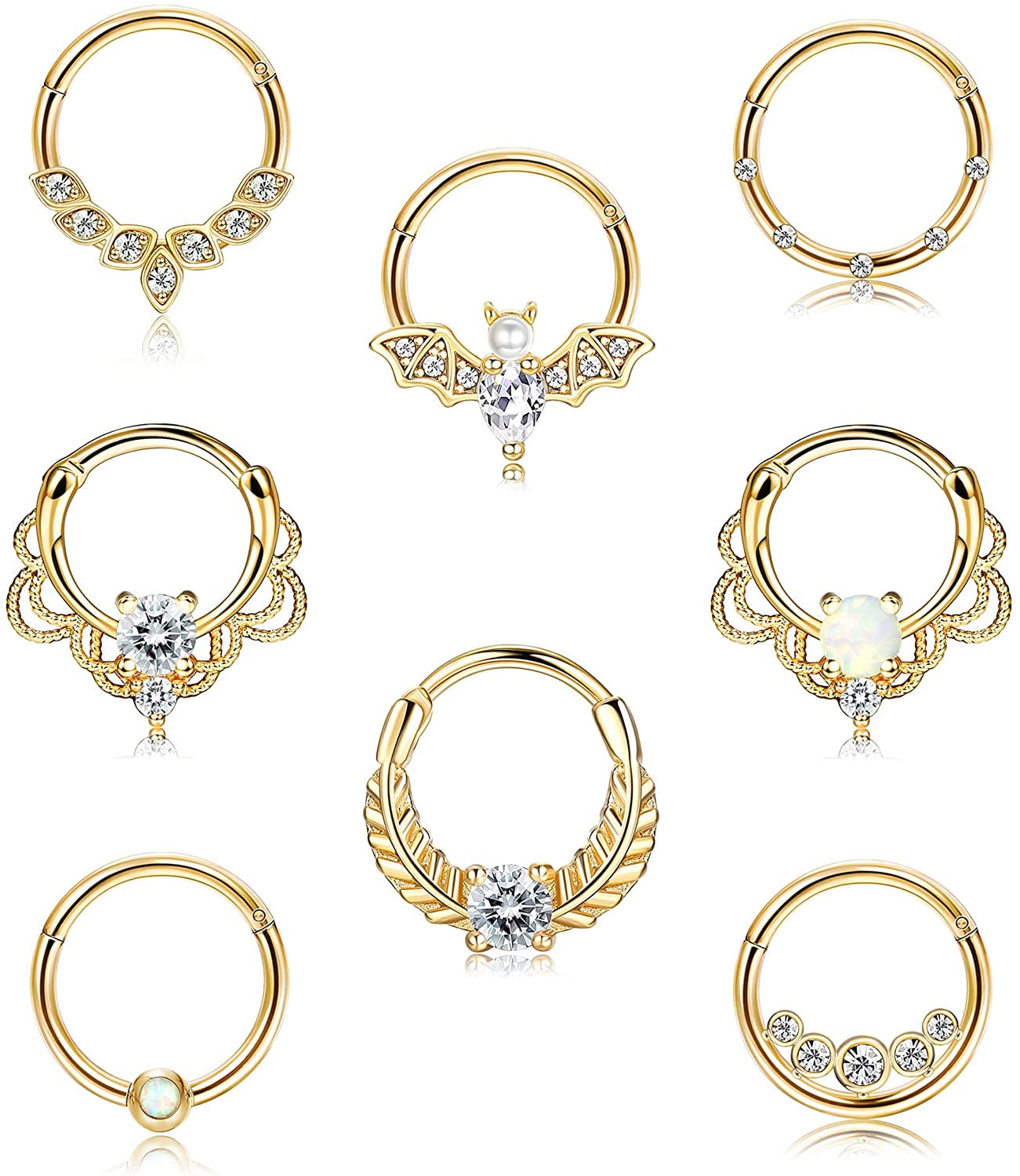 Jstyle 8PCS Septum Jewelry 16G Daith Earrings Surgical Steel Septum ...