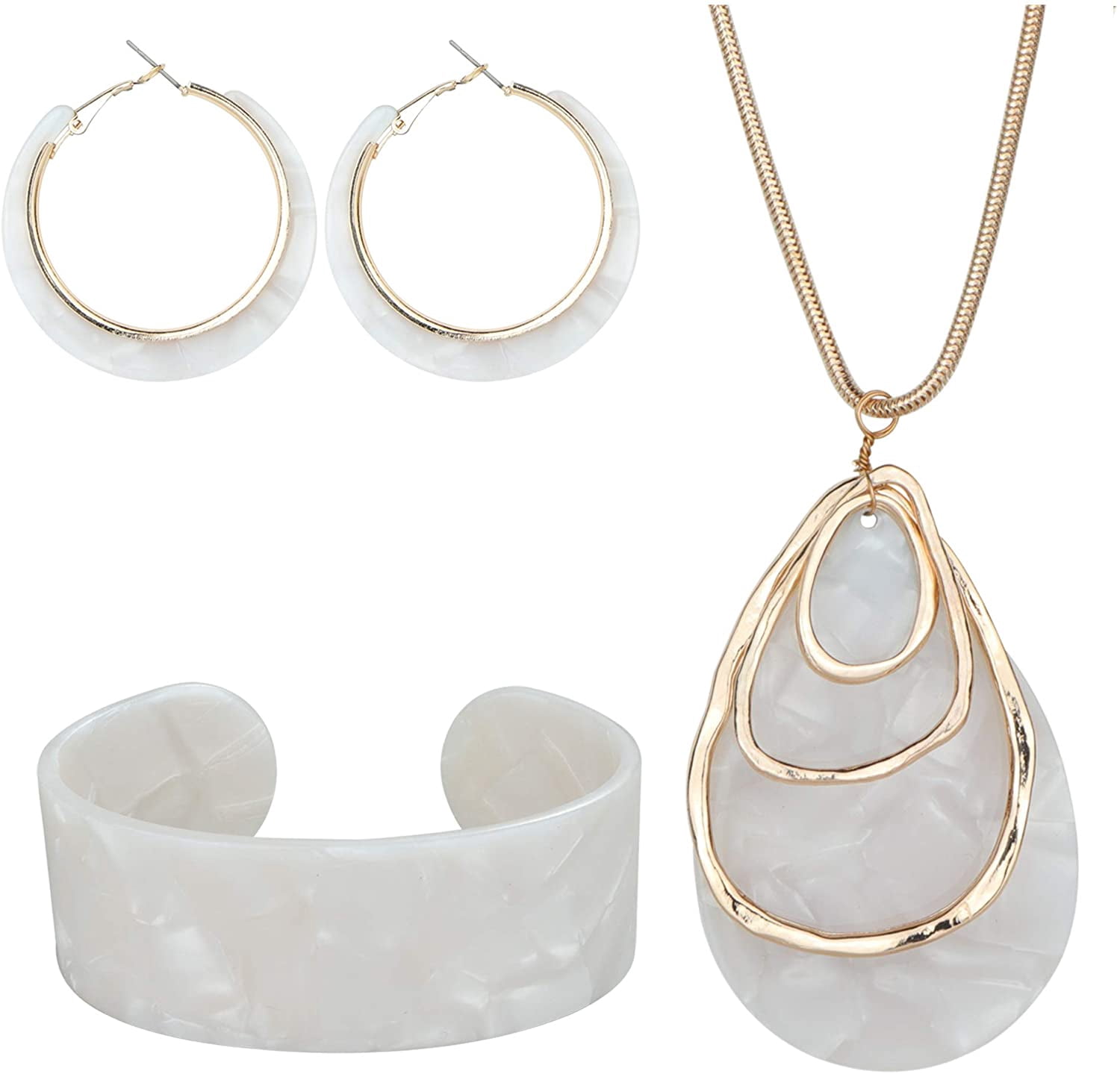 Jstyle Acrylic Jewelry Set for Women Statement Boho Resin Earrings ...
