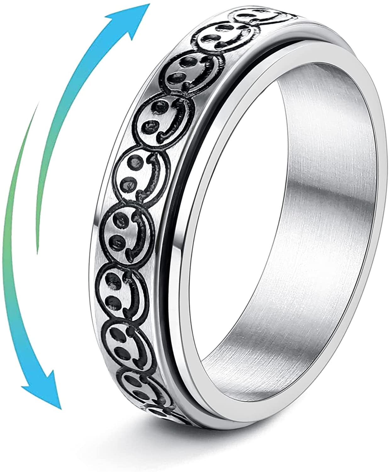 Jstyle Fidget Rings for Anxiety Stainless Steel Spinner Ring Anti ...