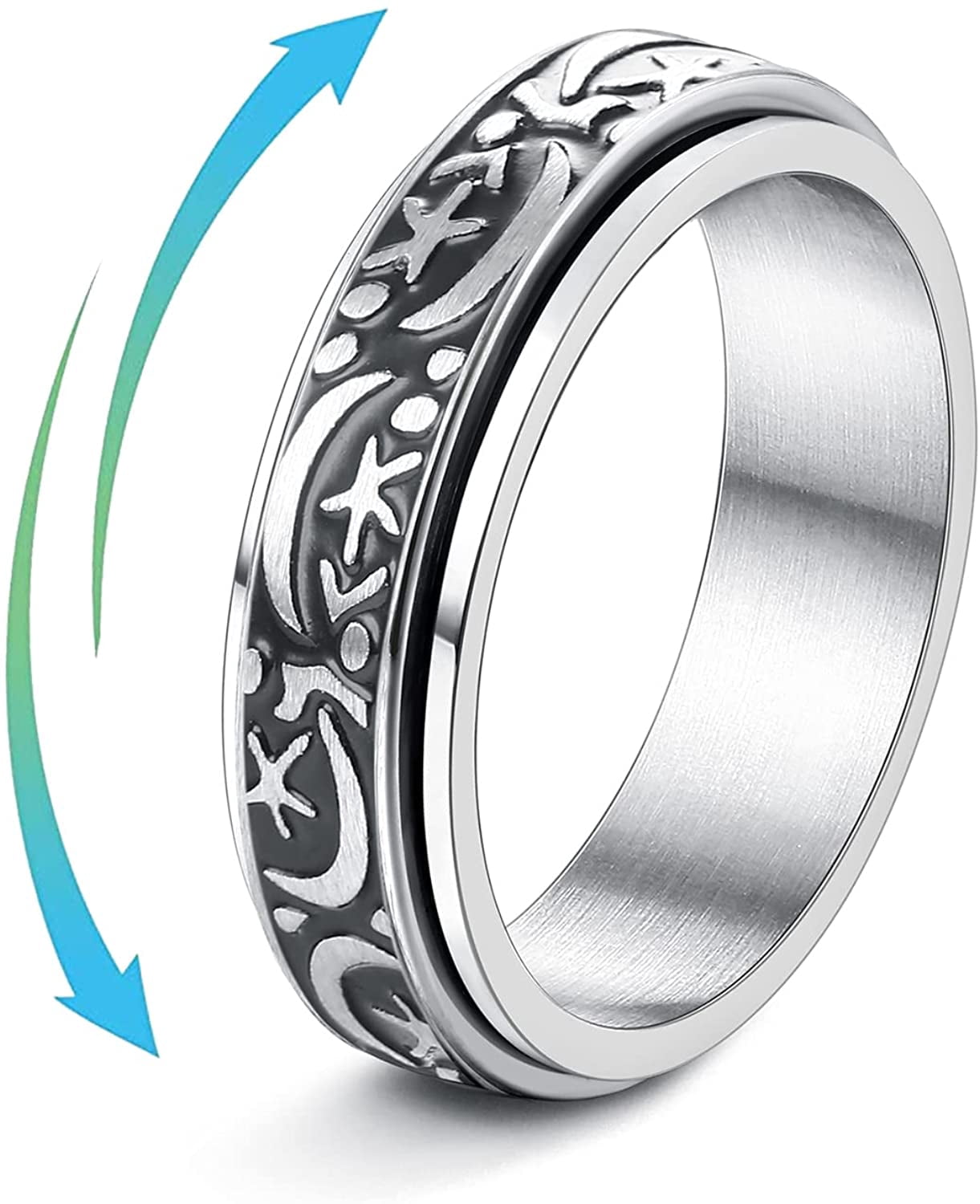 Jstyle Fidget Rings for Anxiety Stainless Steel Spinner Ring Anti ...