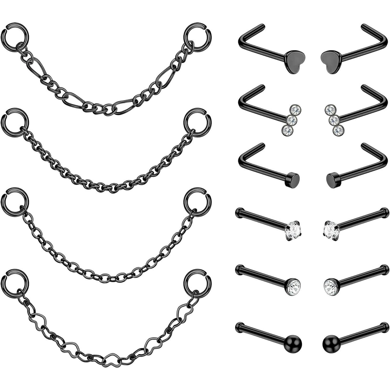 Jstyle Nose Chain Piercing Across Nose 316L Stainless Steel 20G Nose ...