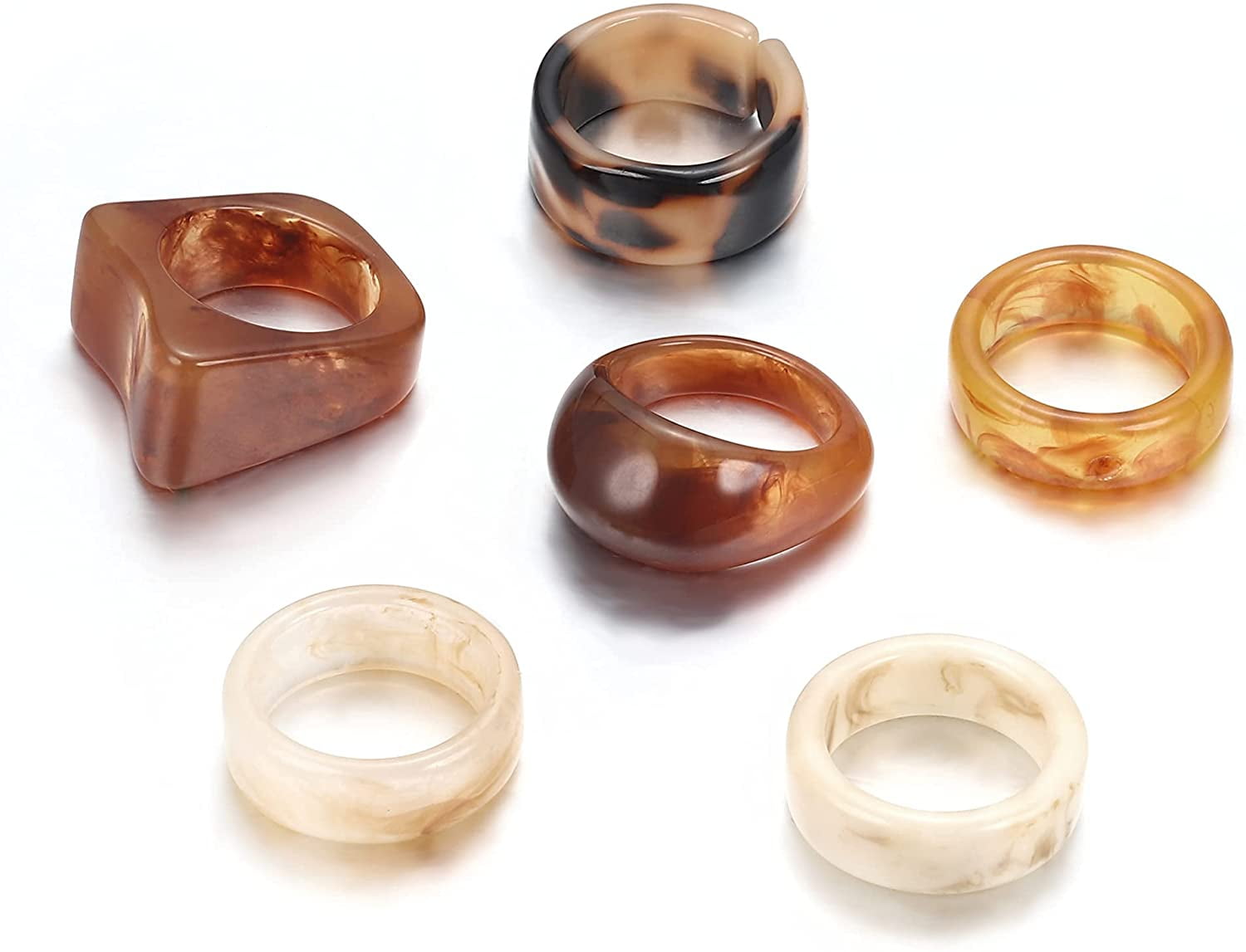 Jstyle Resin Rings Acrylic Cute Trendy Rings Plastic Resin Square ...